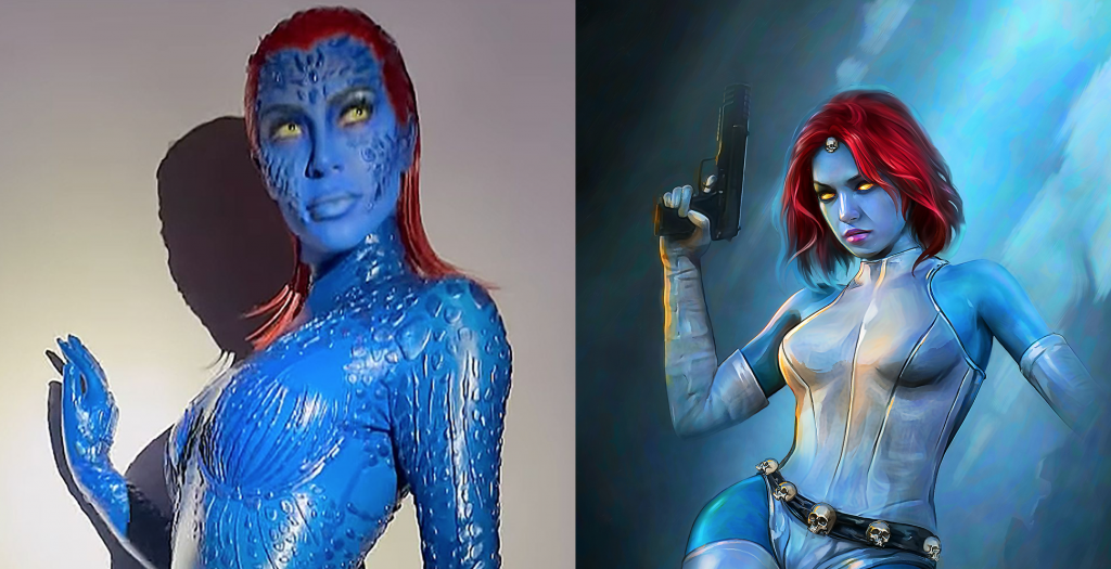 Kim Kardashian Dresses As Mystique From X-Men For Halloween
