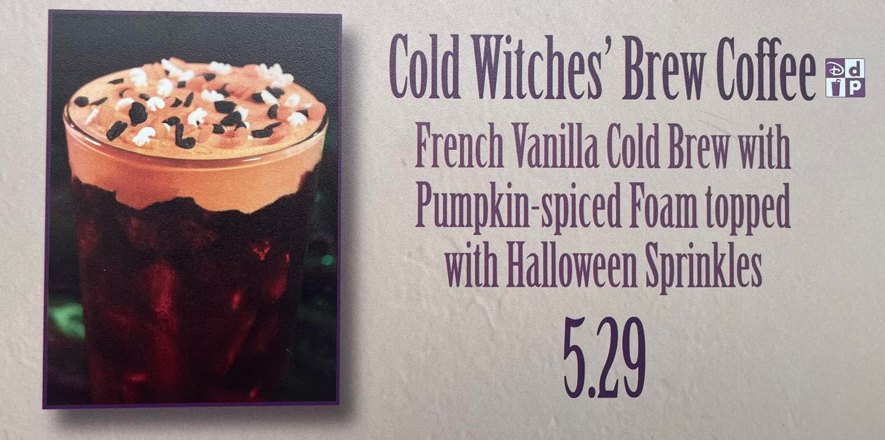 cold witches brew cofee mneu board | Pirates & Princesses
