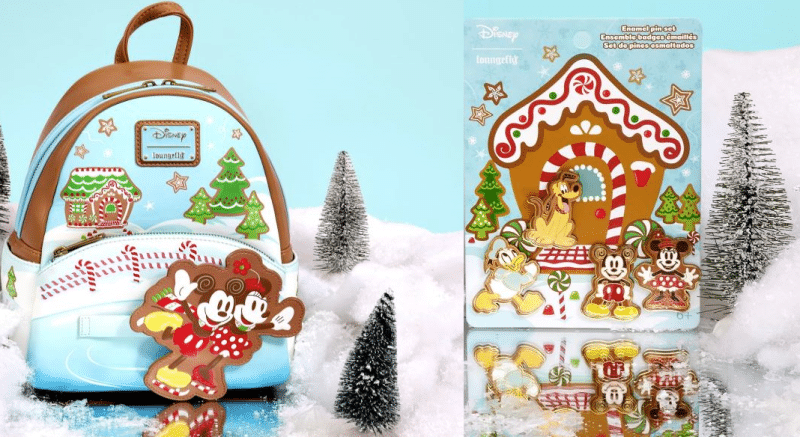 New Disney Loungefly Mickey and Minnie Ice Skating Holiday Gingerbread ...