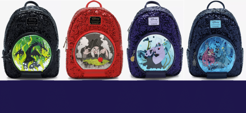 Loungefly Disney Villain Sequined Snow Globe Backpacks Now Available At ...